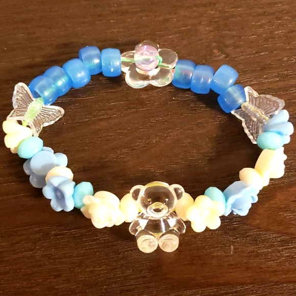 Accessories | Home Made Bead Bracelet Teddy Bear In The Garden | Poshmark